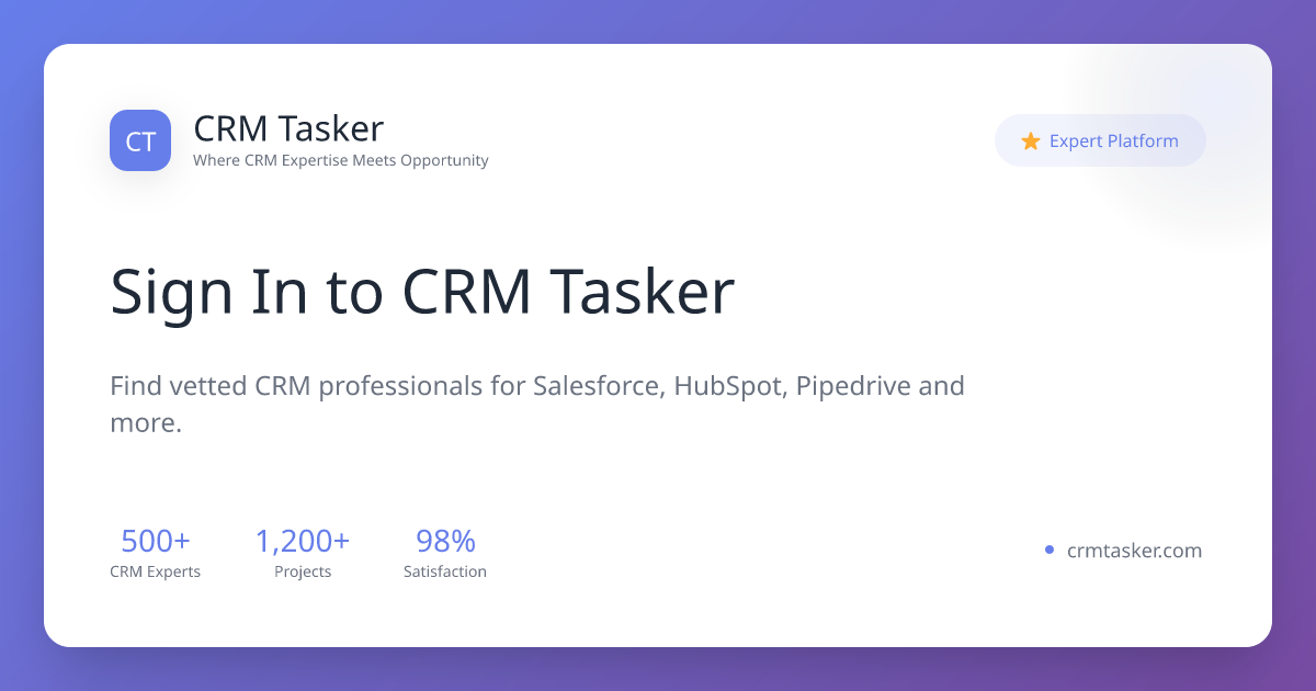Sign In to CRM Tasker | CRM Tasker